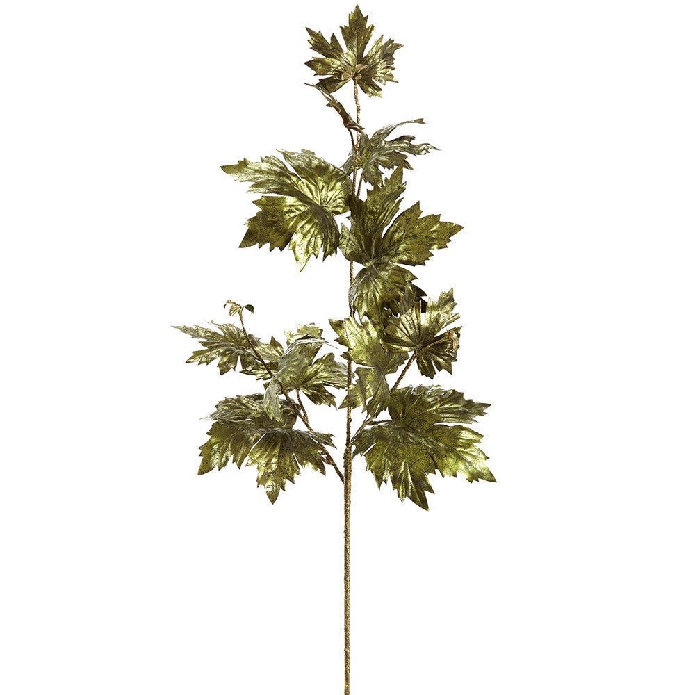 38" Metallic Artificial Magnolia Leaf Stem -Green — Silks Are Forever
