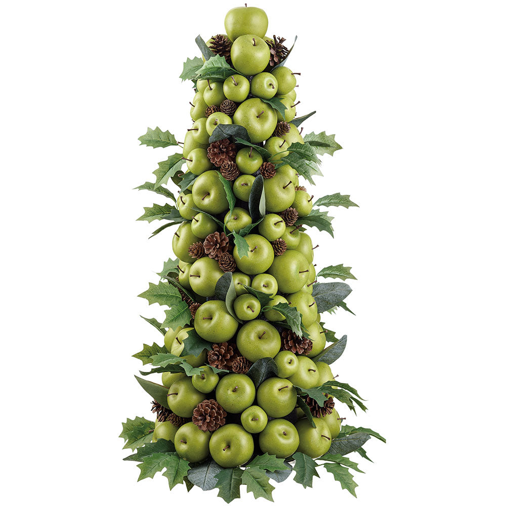 Standing Artificial Apple, Magnolia Leaf & Pinecone Cone-Shaped Topiary ...