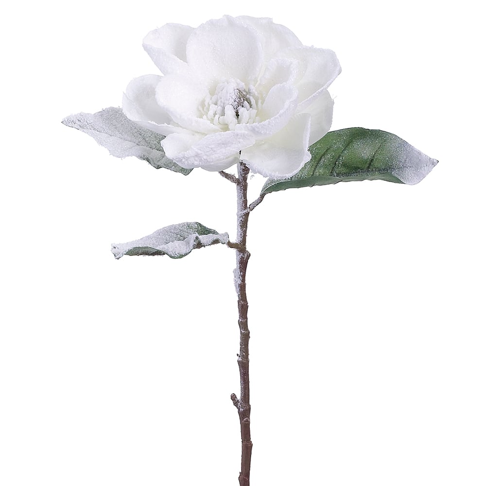 29" Silk Flocked Magnolia Flower Spray -White | SilksAreForever.com ...