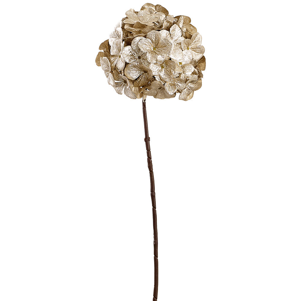 26" Metallic Artificial Hydrangea Flower Stem -Gold — Silks Are Forever