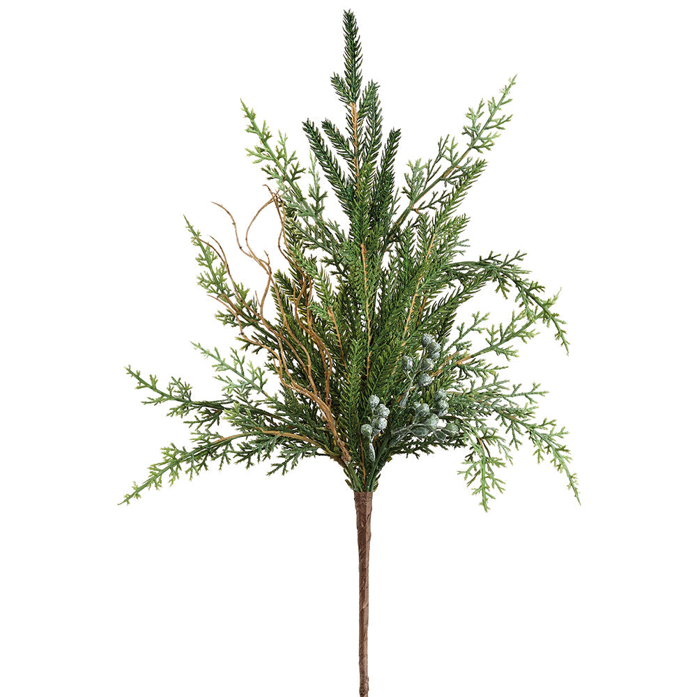18" Artificial Juniper & Cypress Stem Pick -Green — Silks Are Forever