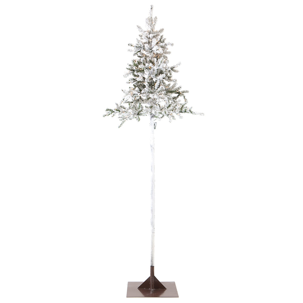 10'Hx45"W Flocked Pine Artificial Tree, Pre-Lit -Green — Silks Are Forever