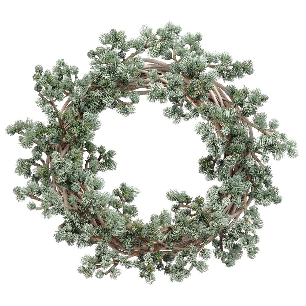 26" Artificial Ming Pine Hanging Wreath -Green/Gray — Silks Are Forever