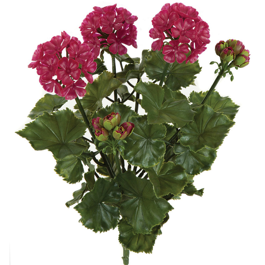 17" UV-Proof Outdoor Artificial Geranium Flower Bush -Wine/Red — Silks ...
