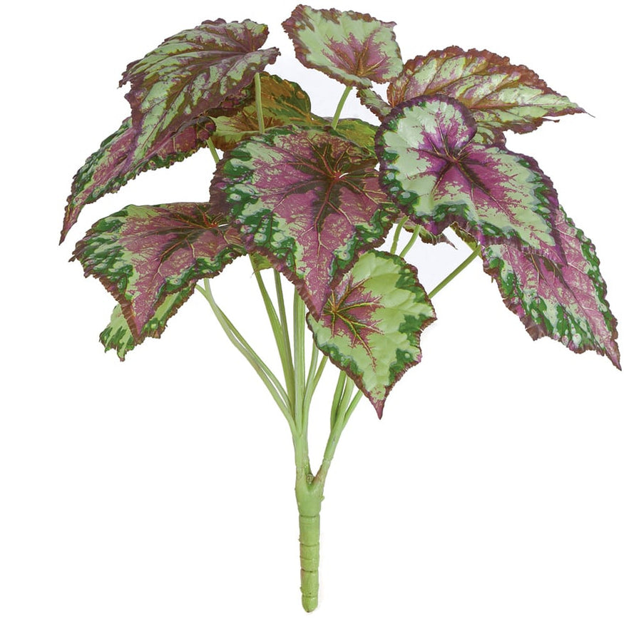18" Soft Touch Wax Begonia Silk Plant -Purple/Gray — Silks Are Forever