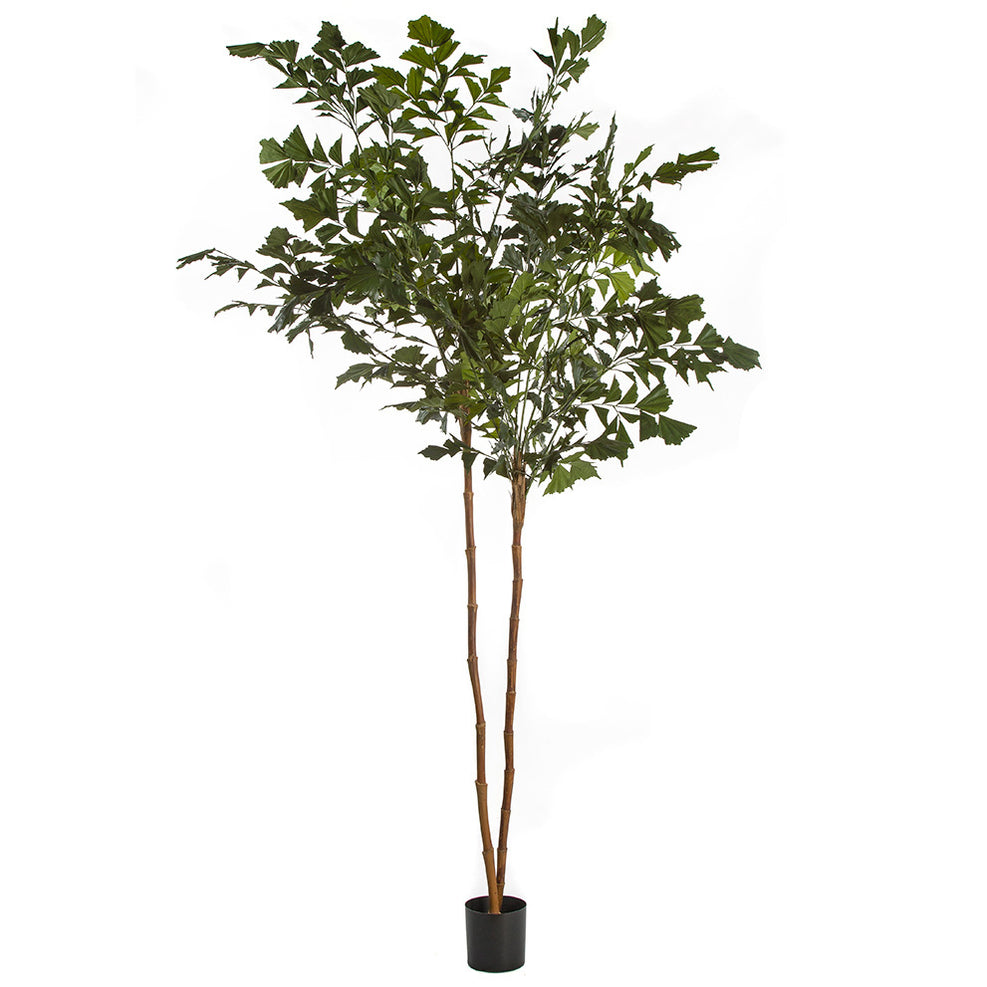 9'6" Silk Fishtail Double Trunk Palm Tree w/Pot -2 Tone Green — Silks ...